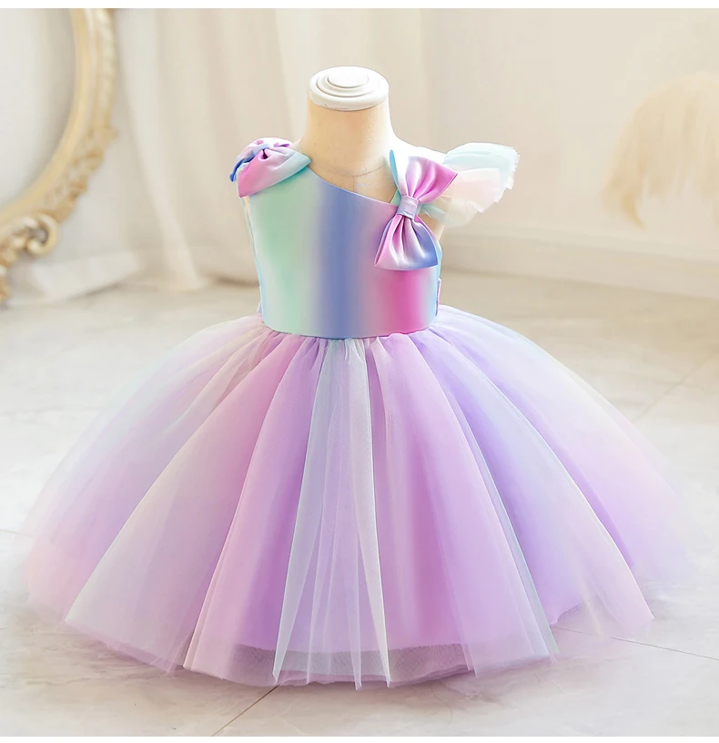 1-6 Years Mini Gown For Party 1st Birthday Flower Girl Fluffy Dresses ...
