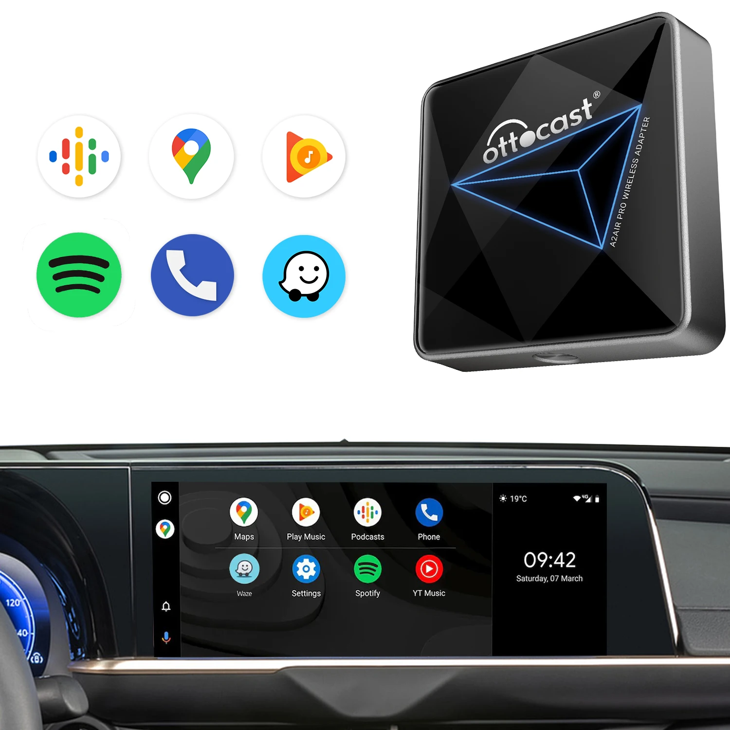 Ottocast Factory Wireless Android Auto Dongle Car Adapter Wireless ...
