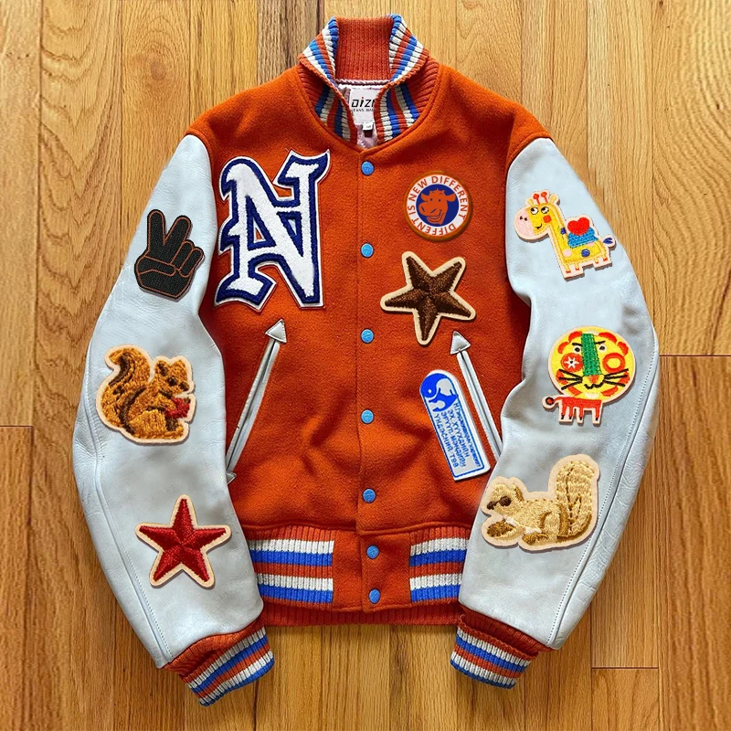 DIZNEW Custom 2024 Spring Print Patchwork Letterman Varsity Jacket ...