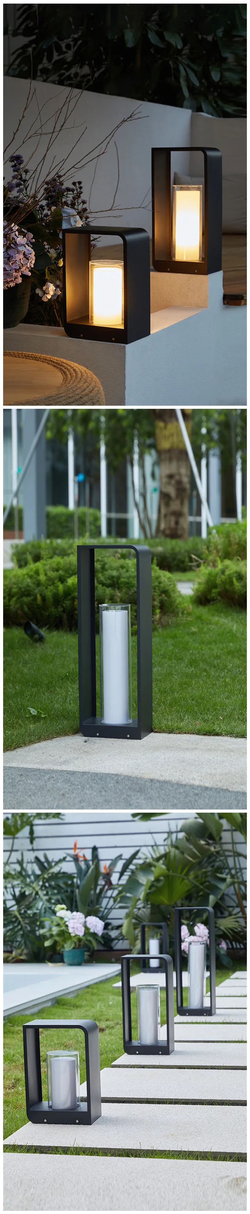 Modern Outdoor Led Bollard Light Decoration Lighting For Garden Ip65 Waterproof Lawn Lights ...