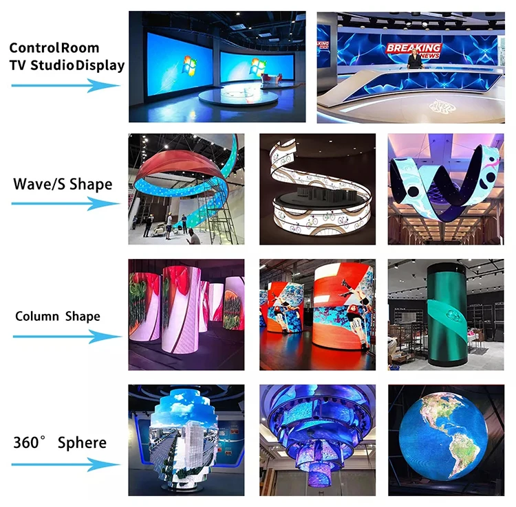 Creative Circular Cube Cylinder Curved Rgb Indoor P2 P3 P4 Spherical ...