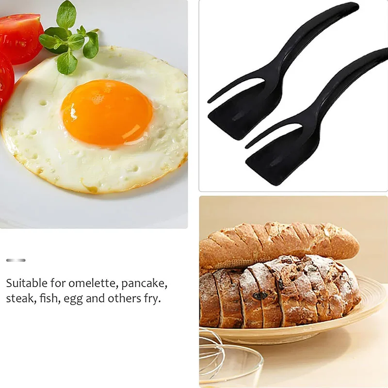 Non-stick 2 in 1 Grip and Flip Spatula Tongs for Cooking