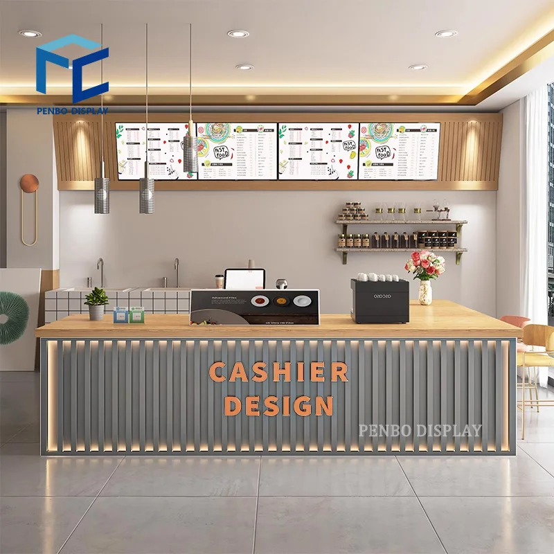 Custom Fancy Ice Cream Bubble Tea Juice Shop Interior Design