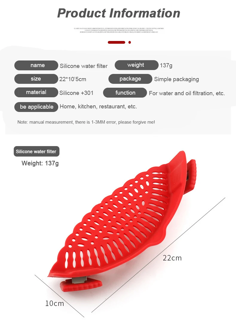 RAYBIN Kitchen Adjustable Silicone Pasta Strainer Silicone Sink Strainer Fits Pot Silicone ...