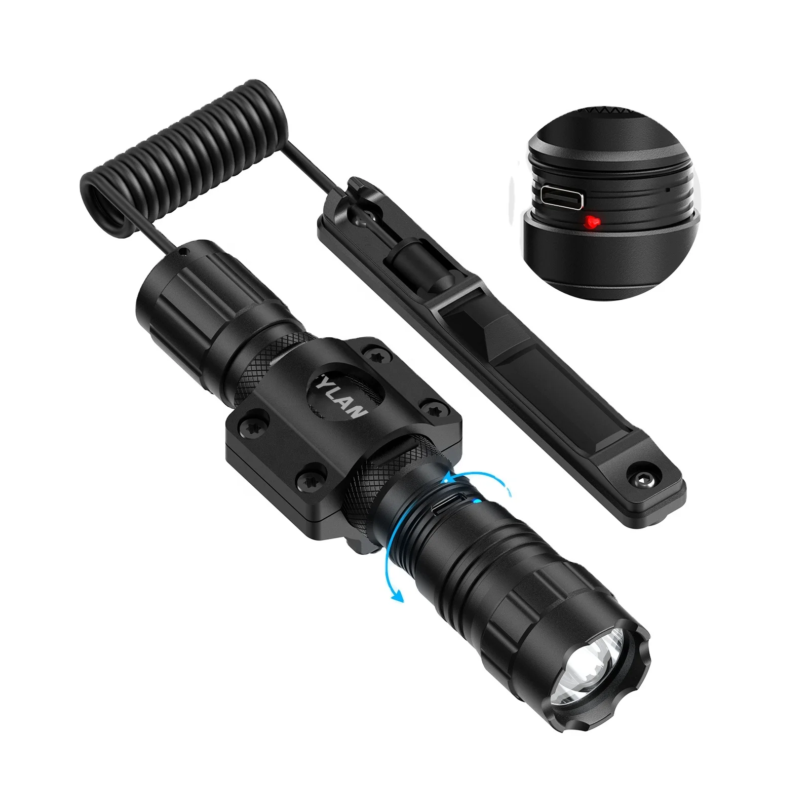 4.2v Rechargeable Led Tactical Hunting Laser Outdoor Flashlights ...
