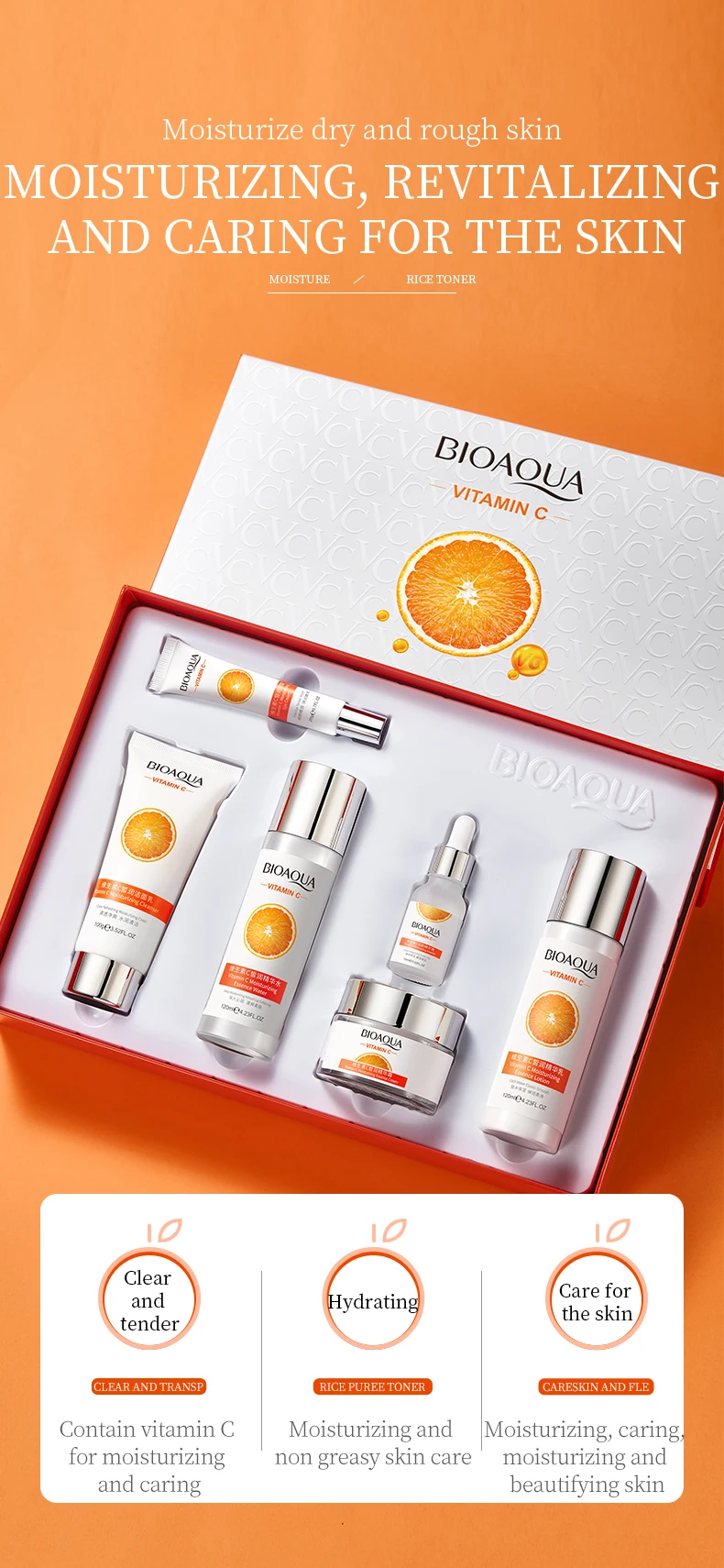 BIOAQUA Skin Care Set - Moisturizing Face Cream with Vitamin C