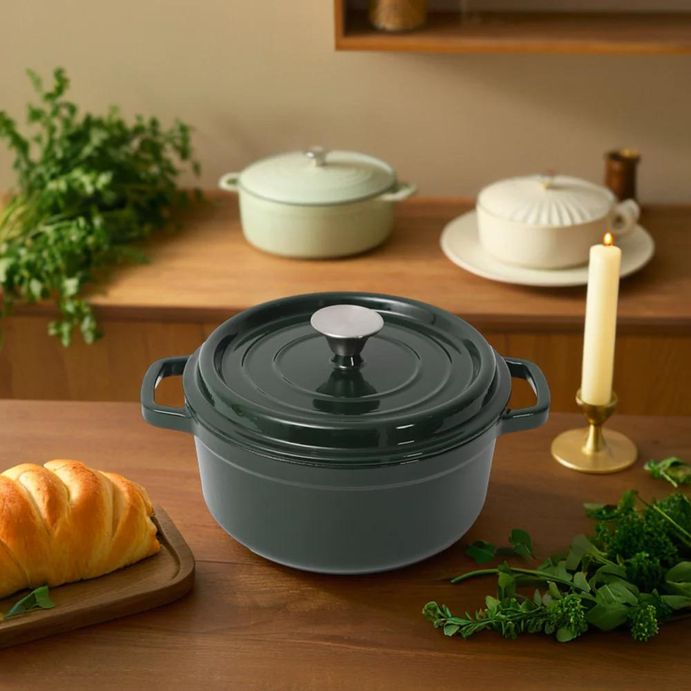 Big Cooking Pots Cast Iron Dutch Oven Non-stick Kitchen Cookware Enamel ...