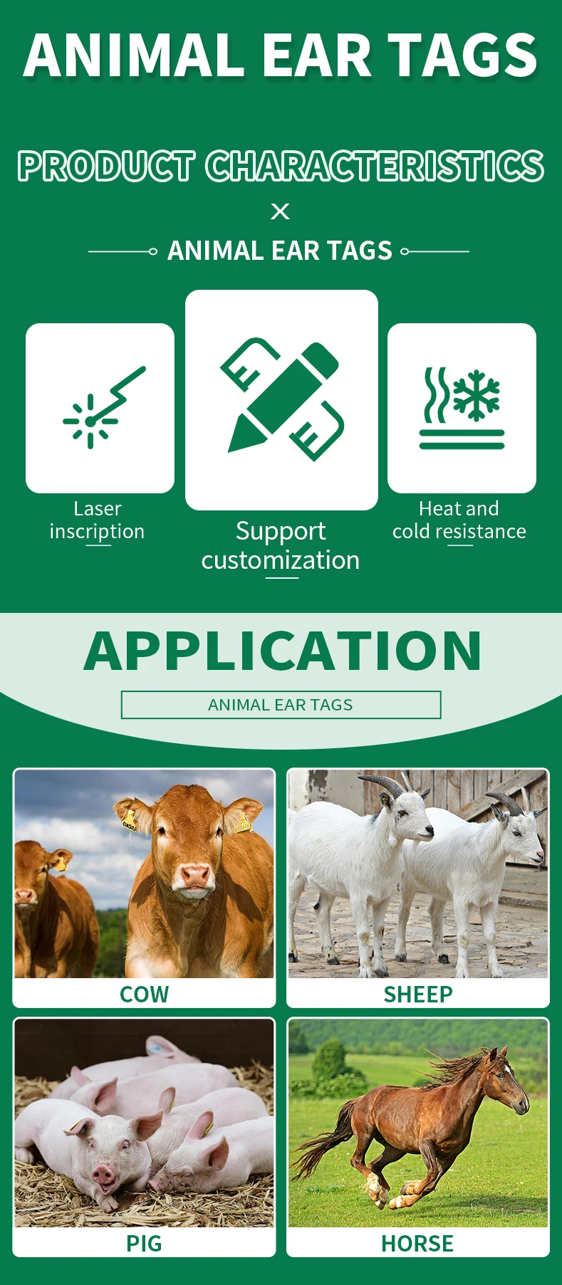 100pcs Cattle Sheep Eartag Laser Mark Animal Identification