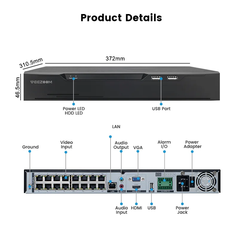 4K Ultra HD Face Recognition 16 Channel NVR - Smart P2P