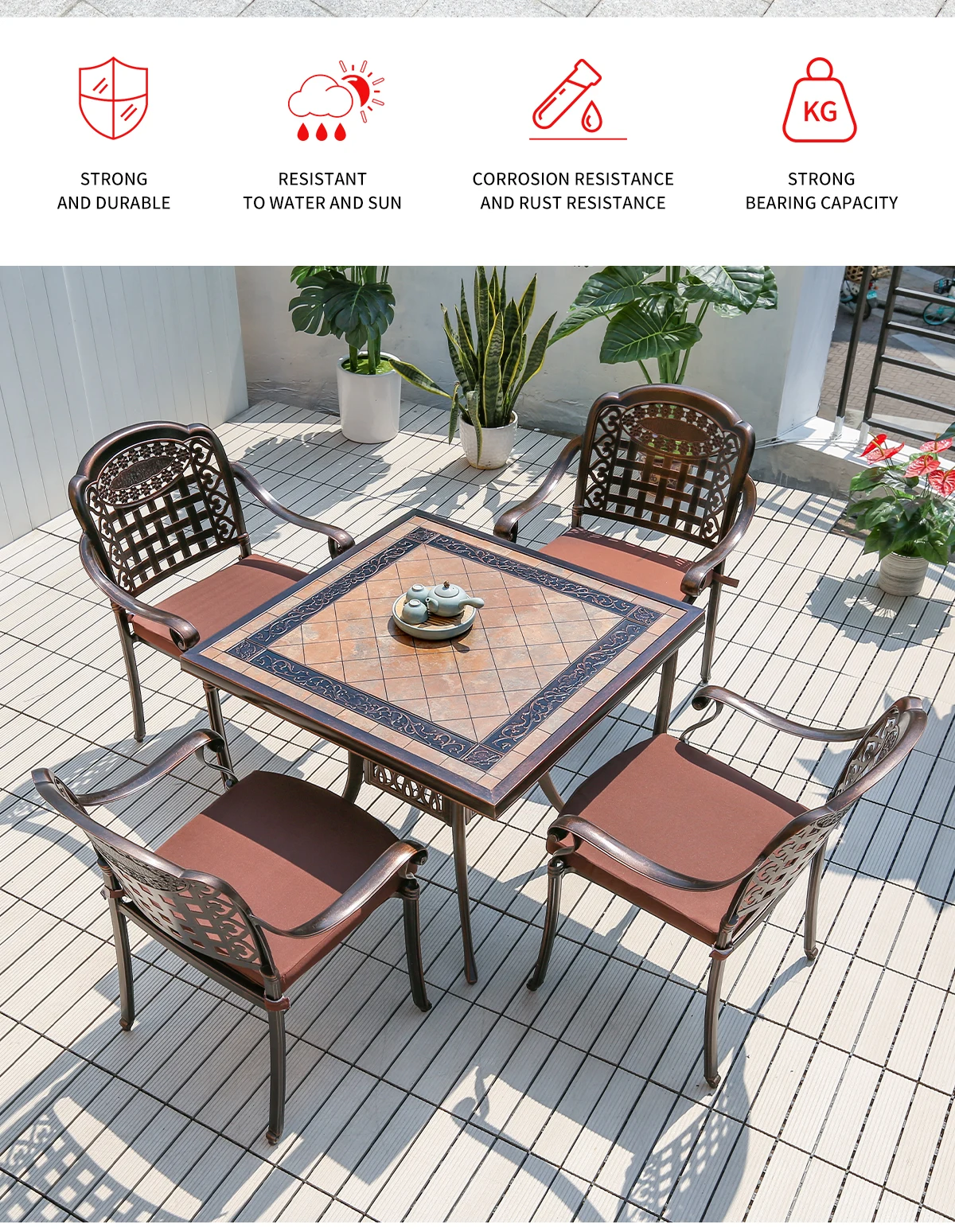 Hot Korean BBQ Grill Table Chairs Metal Aluminum Furniture Outdoor ...