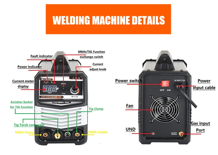 Japan Pulse Inverter Aluminum Ac Dc TIG 200A Welding Machine TIG-250 AC/DC