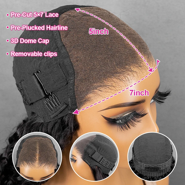 ISEE PreMax 100% Human Hair Glueless Wear and Go Wig Kinky Straight ...