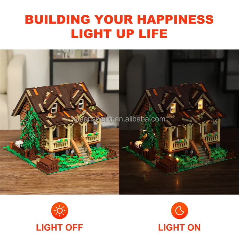 Hot Funwhole Fh9001 Forest Cabin Set Street View Moc Bricks Creative ...