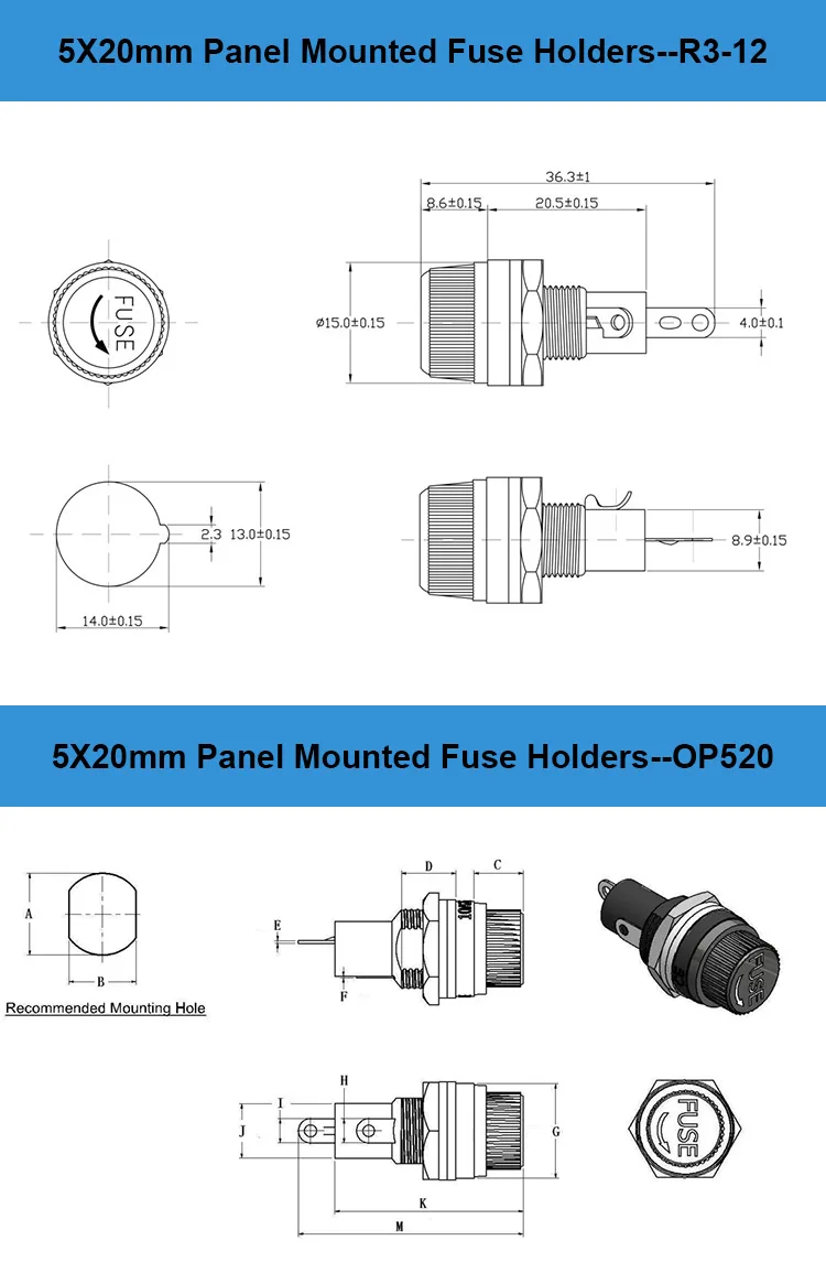 Buy Wholesale China Fuse Holder 30a Socket H3-12 Panel Mount Screw ...