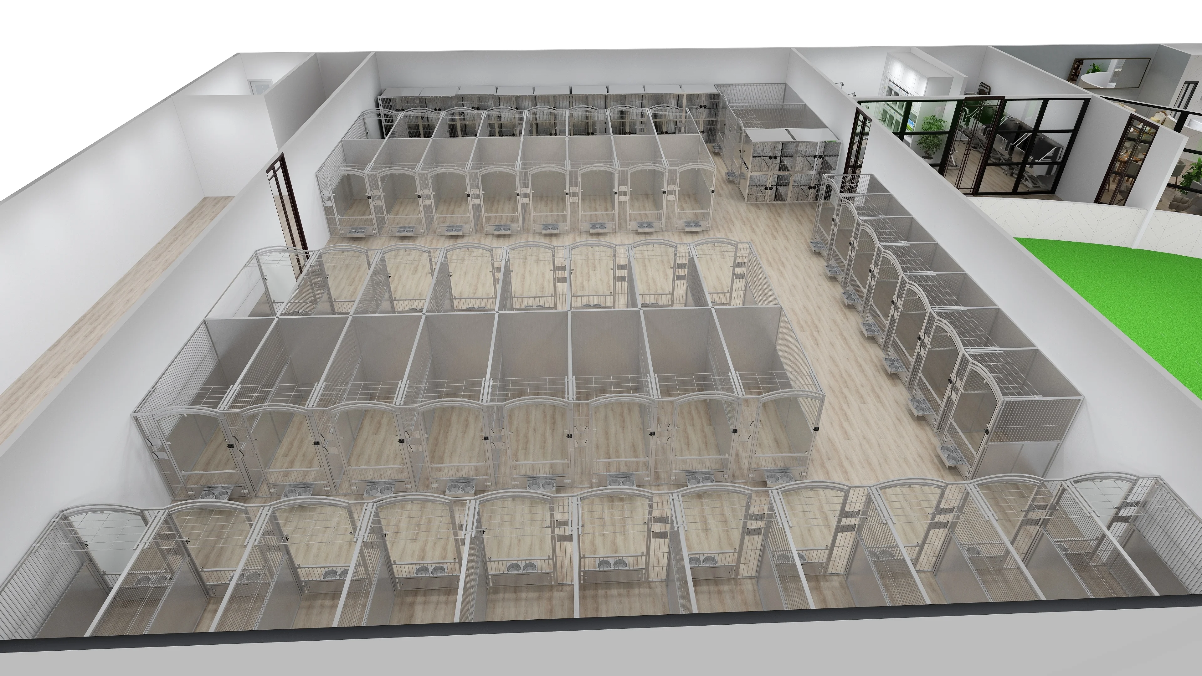 Aeolus Professional Walk-in Kennel System HDPE Stainless Steel Boarding ...