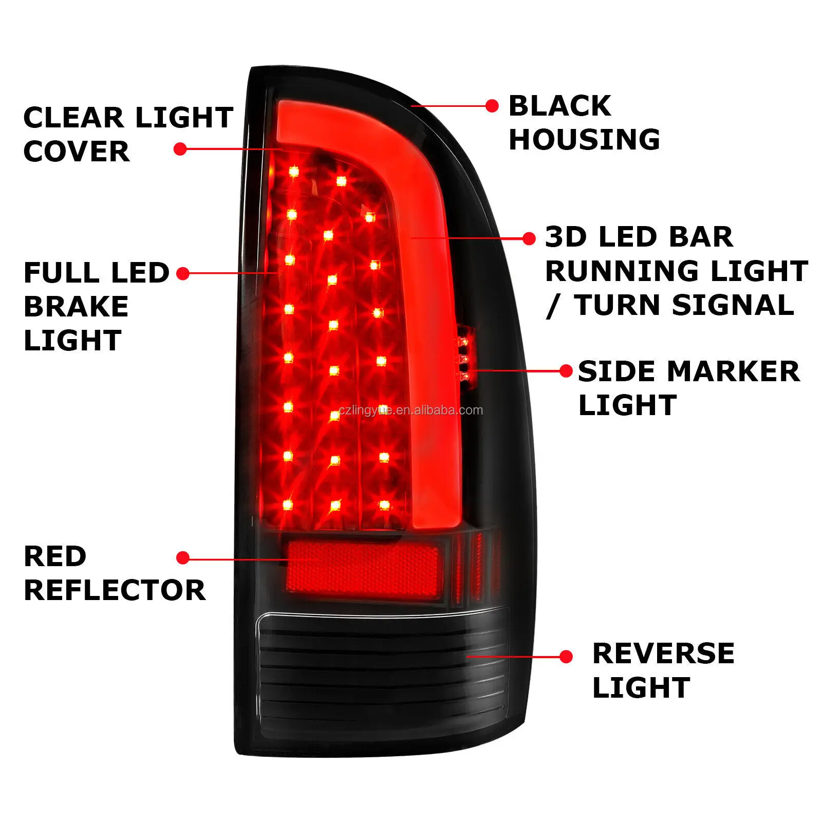 LED Tail Lights for Toyota Tacoma 2005-2015 Brake Rear Lamps Left+Right ...