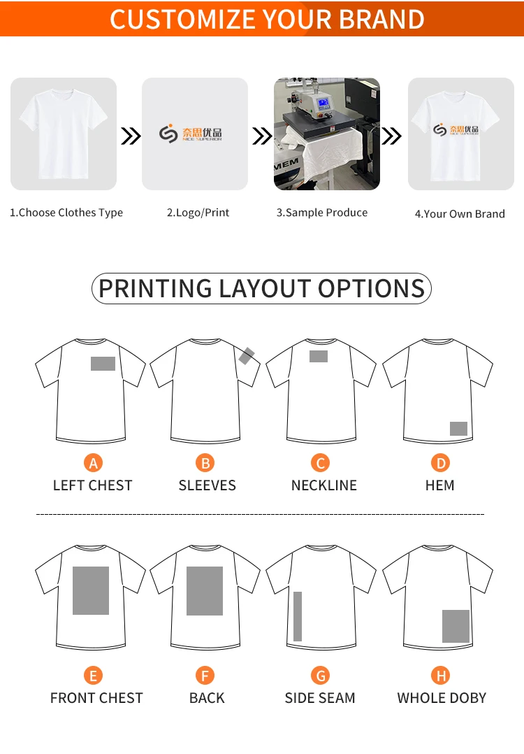 OEM Embossing Printing Clothes Logo Design Service Cotton Tshirt Custom ...