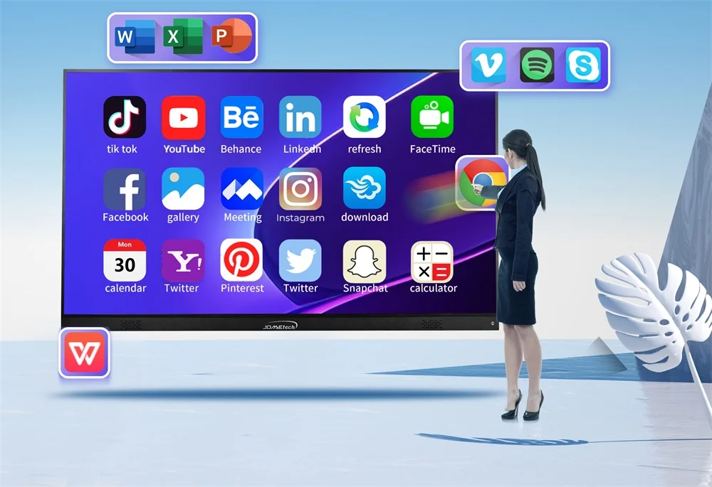 JOMEtech Touch Screen Monitor LCD Screen Classroom and Conference Dual Operating System Smart ...