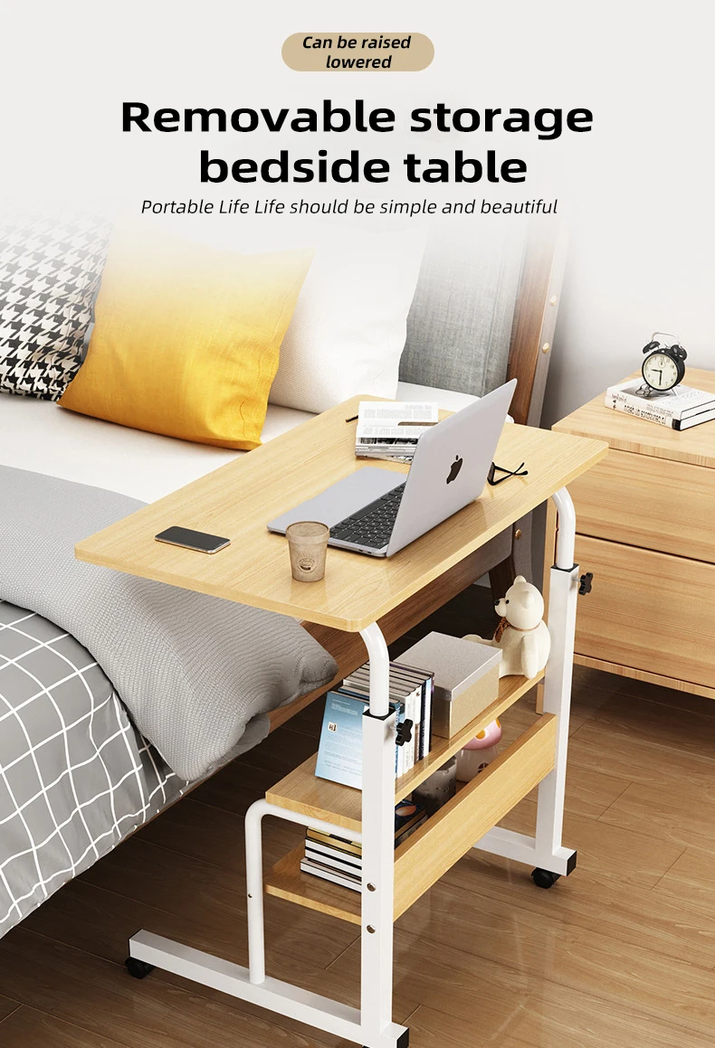 Movable Wooden Simple Modern Mobile Lift Table Adjustable Wheels Height ...