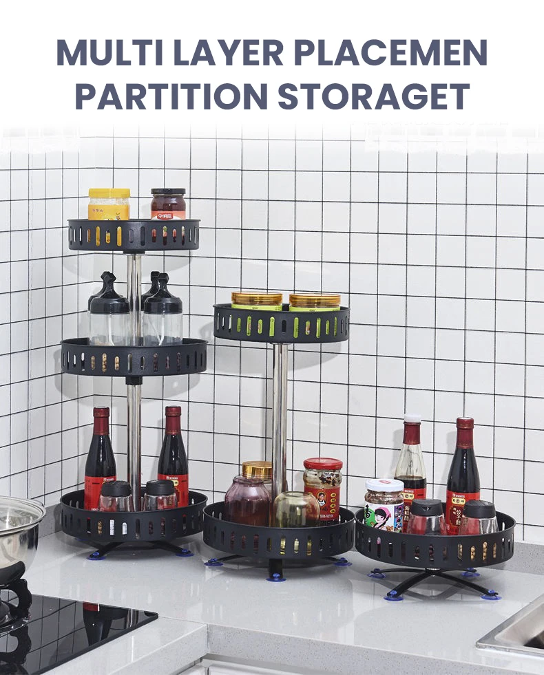 360 Turntable Rotating Kitchen Spice Bottle Rack Rolling Shelf ...