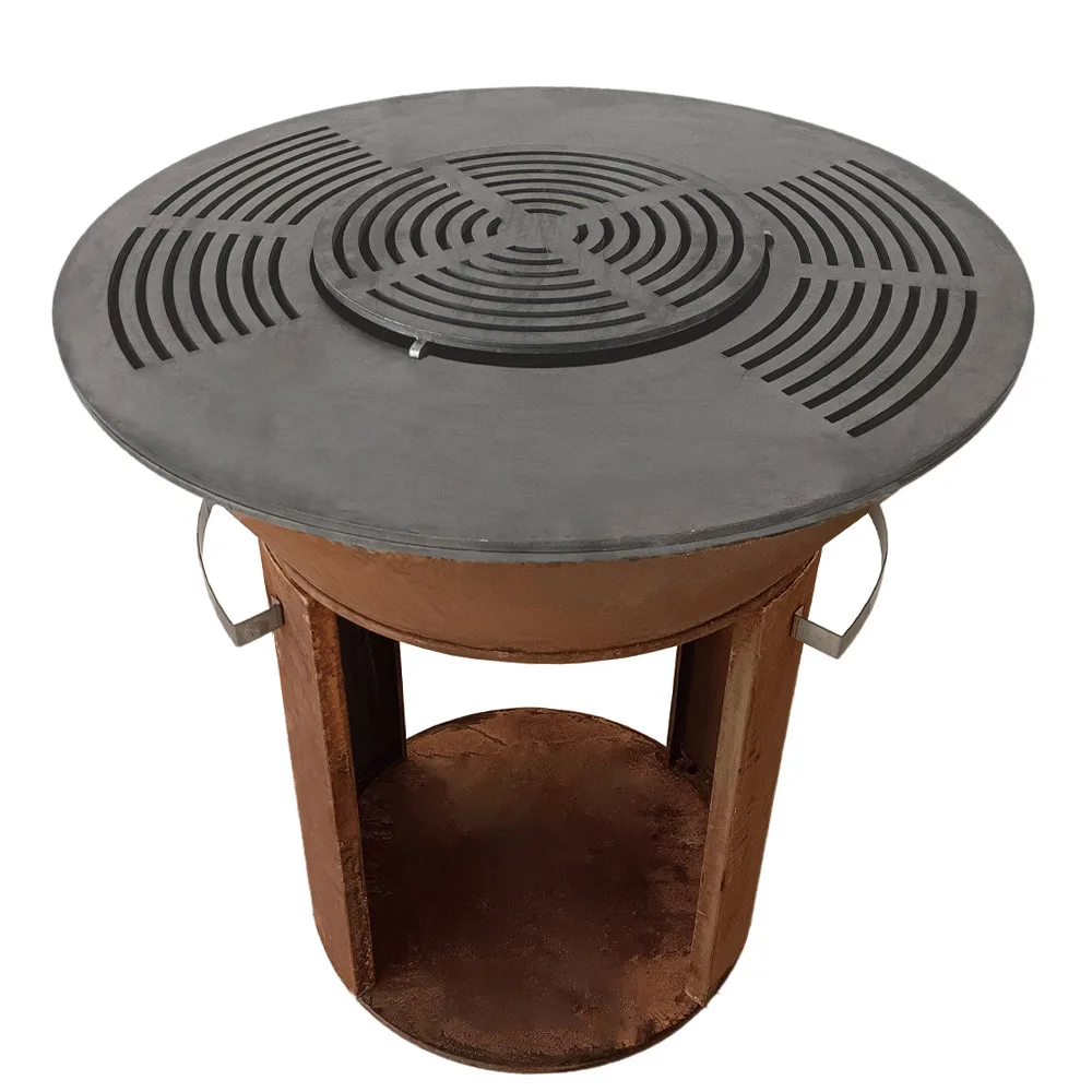 Kingjoy Brasero Corten Steel Heavy Duty Fire Bowl with Plancha grill ...