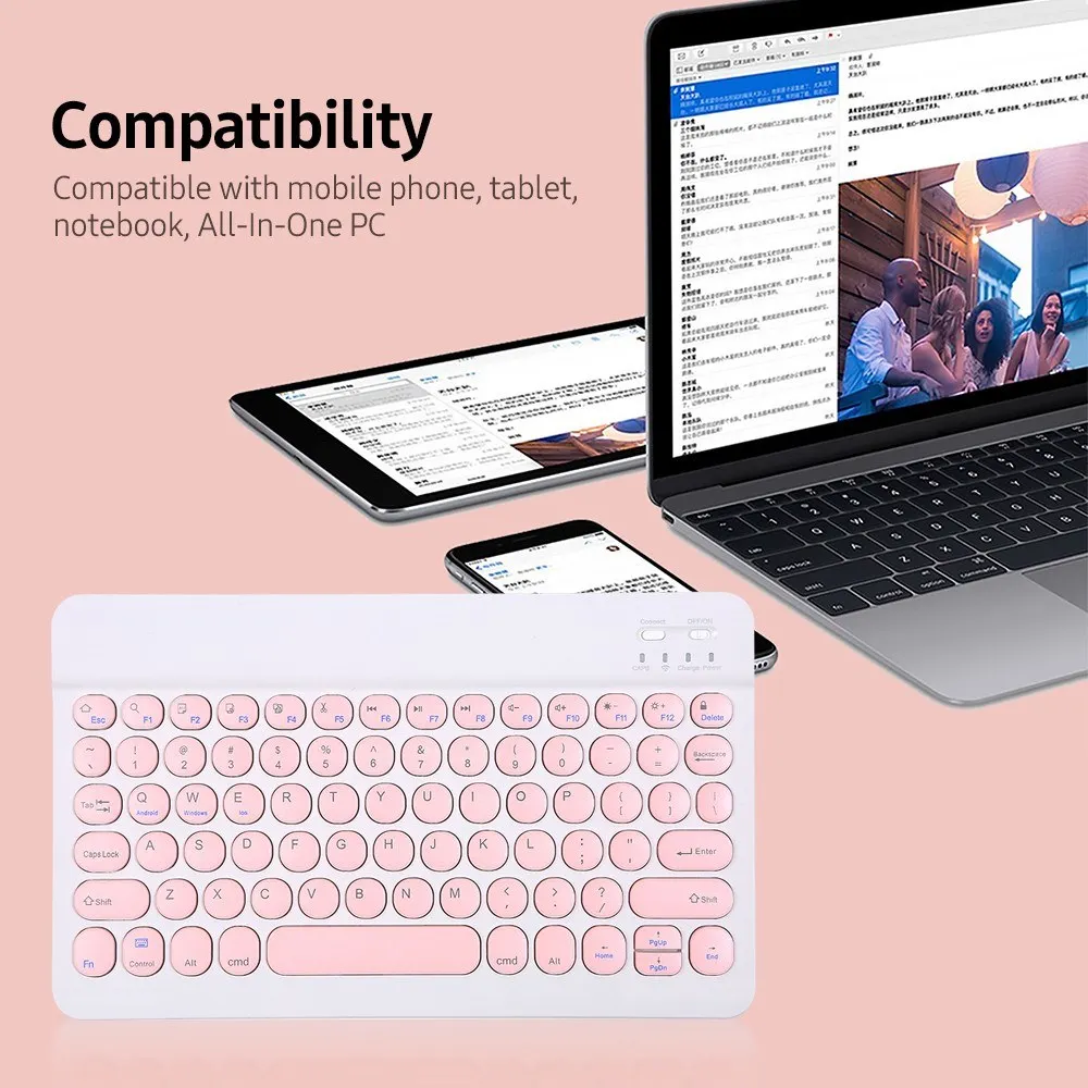 Bt Keyboard Rechargeable Mute Multi-system Compatibility Multi-function ...