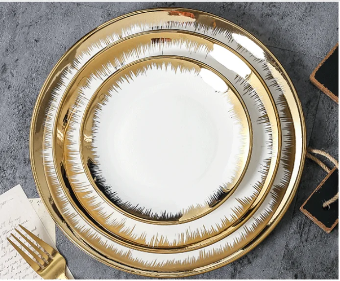 Creative Luxury 6in 8in10inch Gold-plated Ceramic Tableware Western ...
