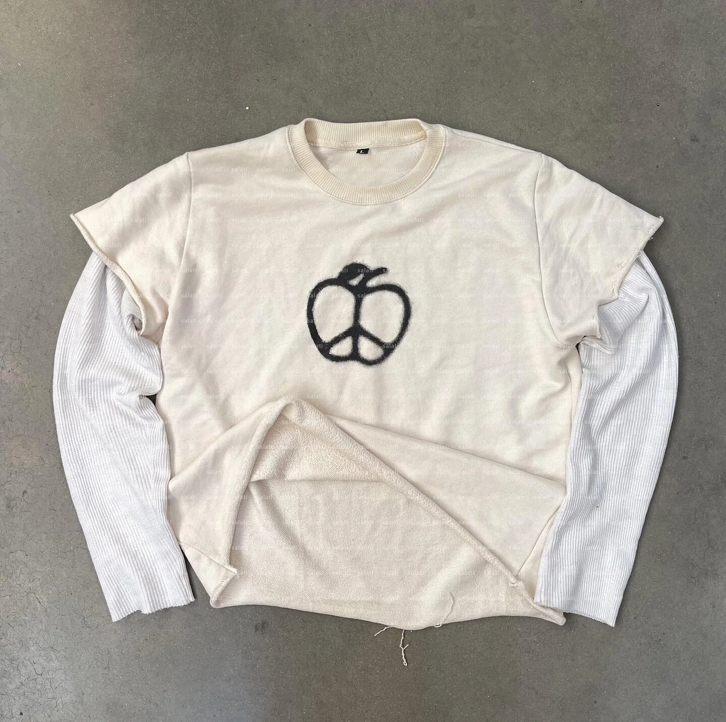 Custom Y2K Double Layer Thermal Shirt Tee Heavyweight Cut and Sew Long ...