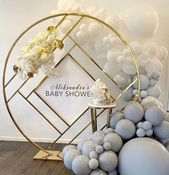 Elegant Golden Rectangle Gold Metal Arch Wedding Backdrop Design for ...