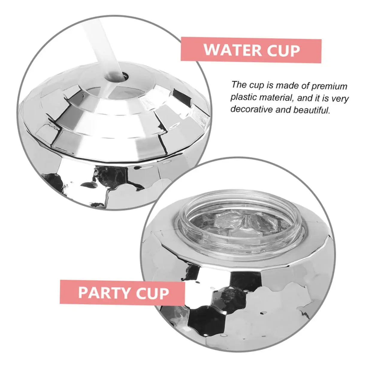Disco Ball Cups Golden 19 Oz With Transparent Straws Disco Ball Cups ...