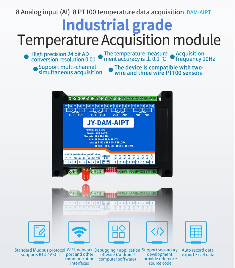 DAM-AIPT analog temperature acquisition module 4 current and voltage ...
