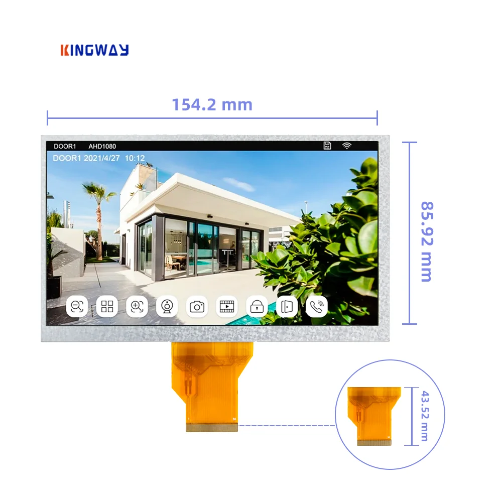 7 Inch 1024x600 Ips Tft Rgb 50pin Mipi Dsi Interface Square Lcd Display ...