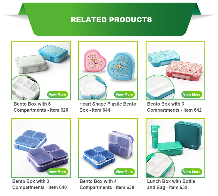 Kids Bento Lunch Box - 3 Compartment Divided Containers