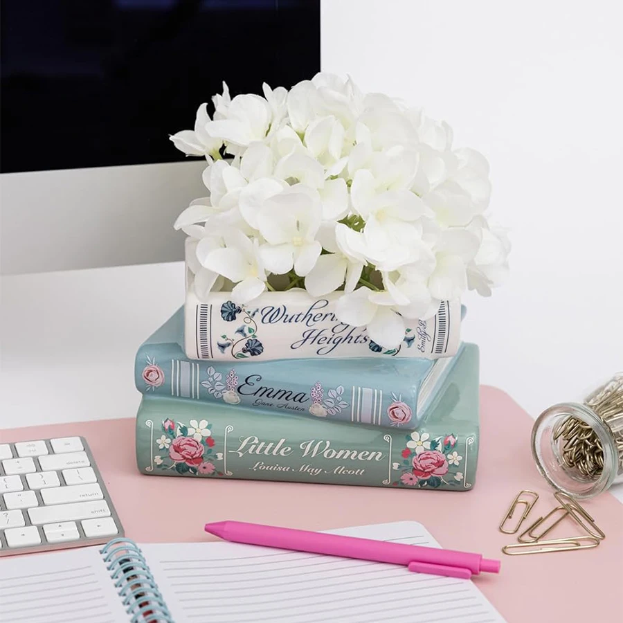 Ins Nordic Cute Ceramic Stack Book Shaped Decorative Succulent Planter ...