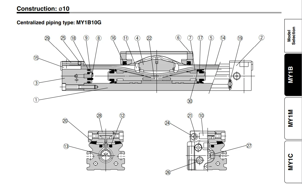 High Quality MY1B16 Series Mechanically Jointed Rodless Cylinder MY1B20-200 MY1B20-250 MY1B20 ...