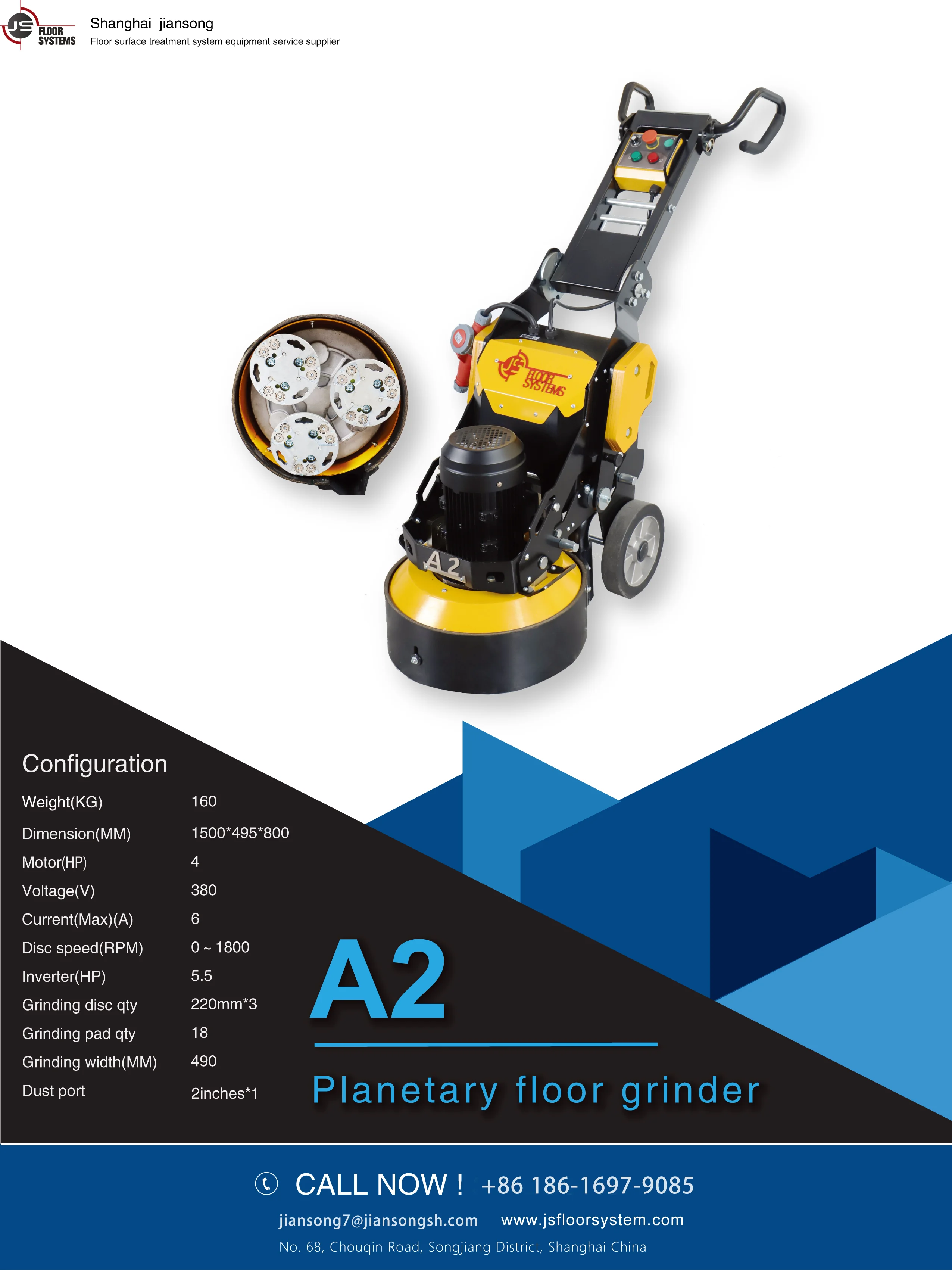 JS A2 Automatic Floor Grinder for Concrete Polishing Efficient Tool ...