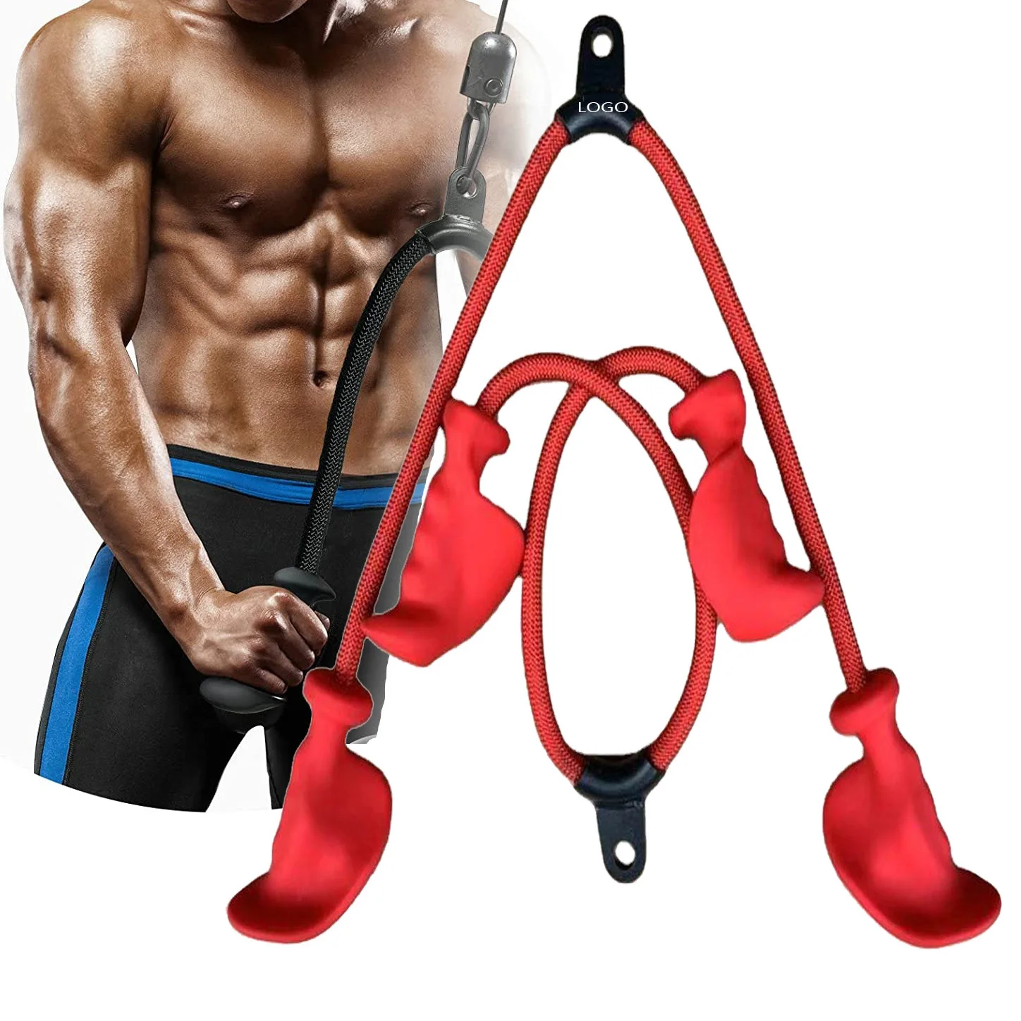 Ergonomic 36\" Tricep Rope Cable Attachment Anti-Slip Gym Pull Down ...