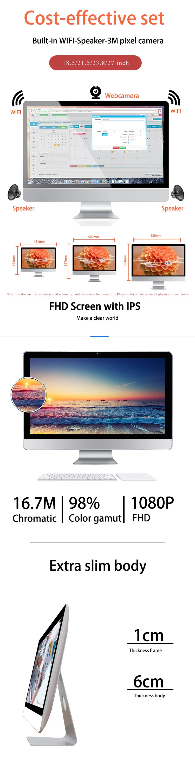 All-in-one Pc 19/22/24/27" Cheap Complete Set 1920*1080 Desktop ...