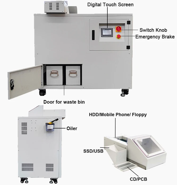 High Security Volume Hard Disk Shredder for HDD and SSD