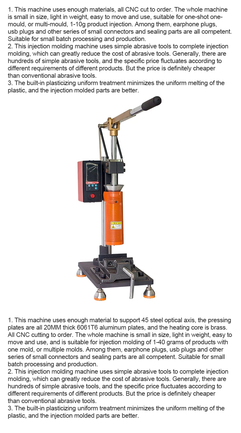 Desktop Small Semi Automatic Injection Molding Machine - 400° Tiny ...