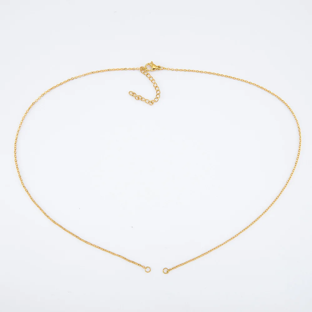 Stainless Steel Semi-Finished Necklace Chain Handmade DIY Double Ring Cross Chain, Collarbone ...