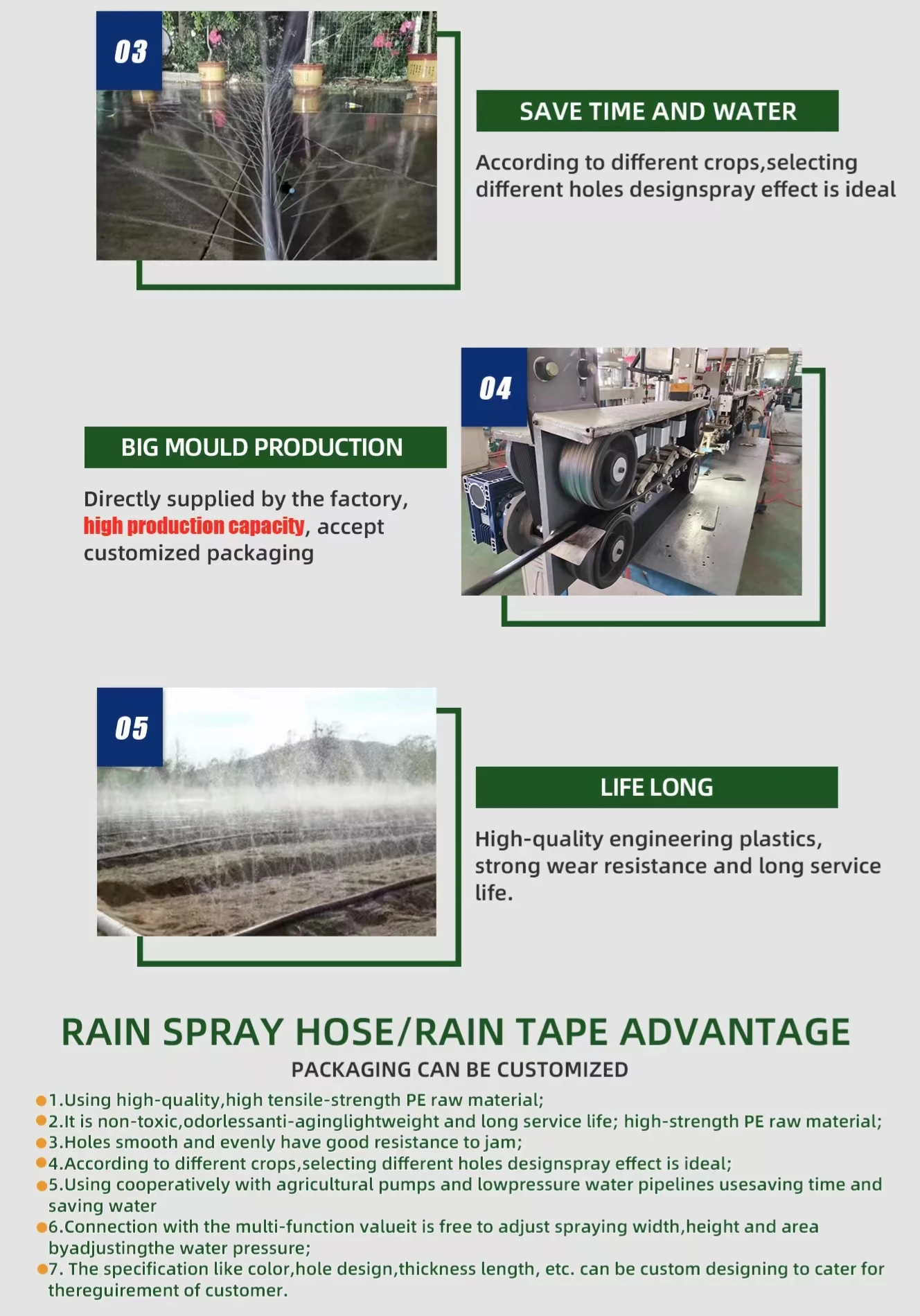 Agriculture Irrigation Rain Spray Hose Rain Hose Tape Irrigation Hoses ...