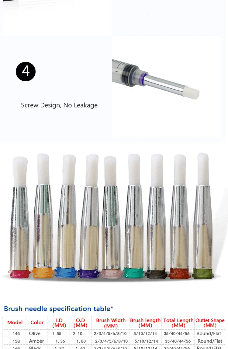 Nylon Soft Brush Round/flat Mouth Syringe Needle Tips