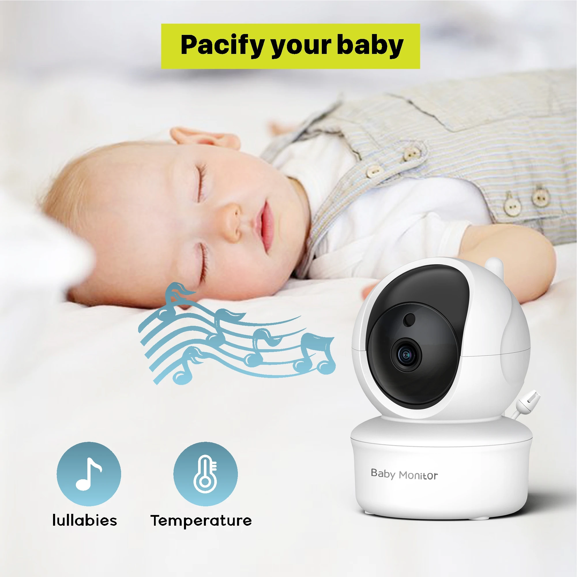 QZT Wifi Baby Monitor Camera Baby Pet Monitors Two-way Audio Security ...