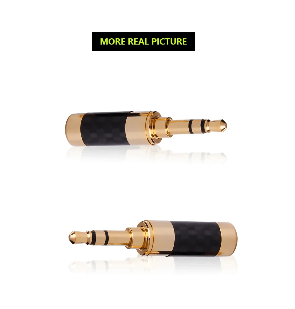 3.5mm Trs Connector 3 Pole Stereo Male Jack Black Carbon Fiber Gold ...