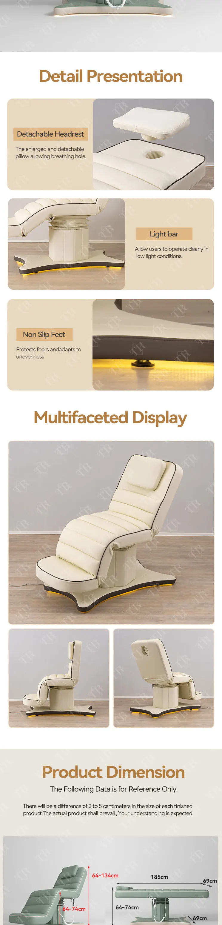 Turri Curved Luxury Eyelash Bed Extension Table Salon Chair