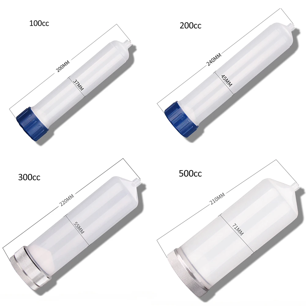 100cc/200cc/300cc/500cc White Piston Set Tip Cap Dispensing Clear ...