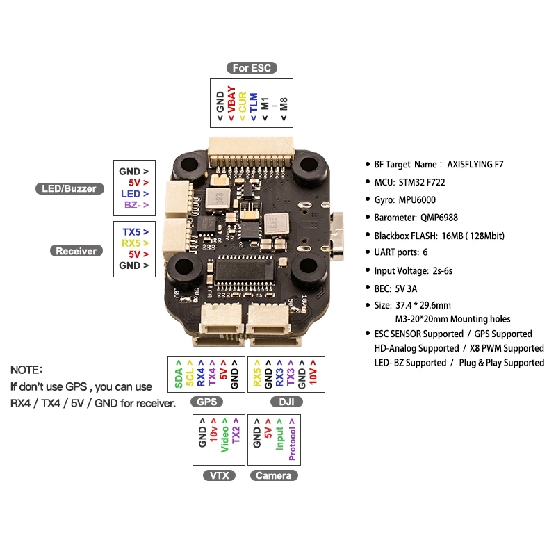 Axisflying Stack 50a+f7 Istack Plug And Play F7 Flight Controller ...