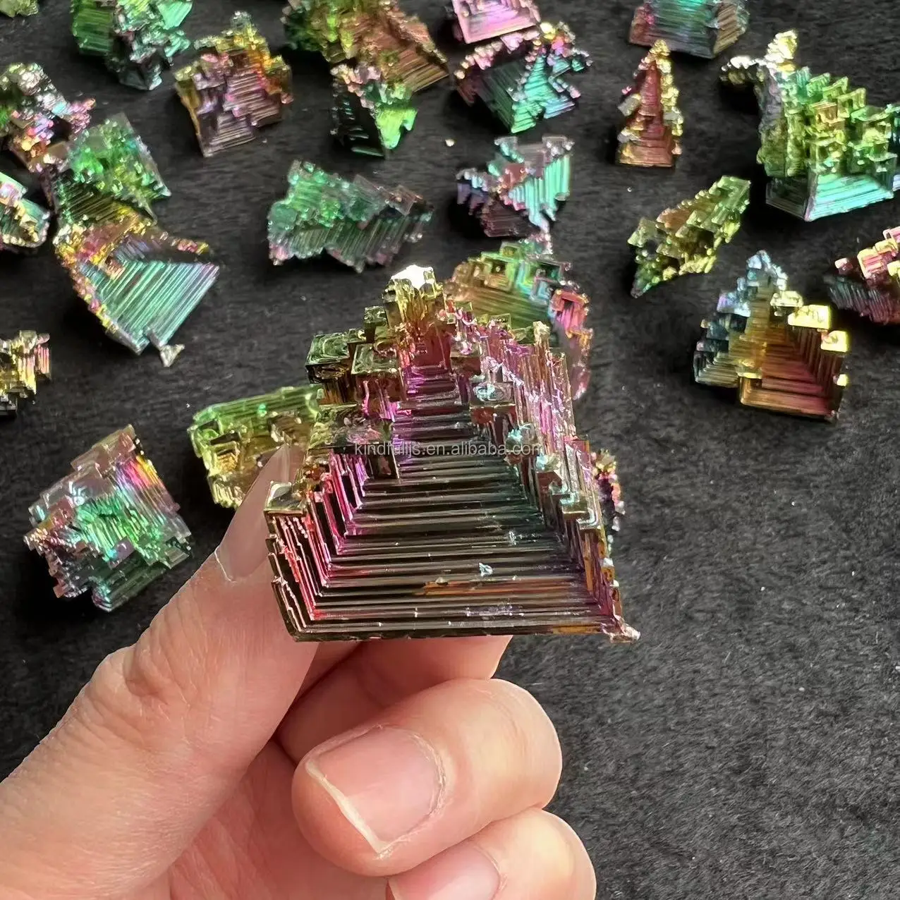 Rainbow Bismuth Crystal Pyramid - Colorful 3-7cm Natural Mineral Tower ...