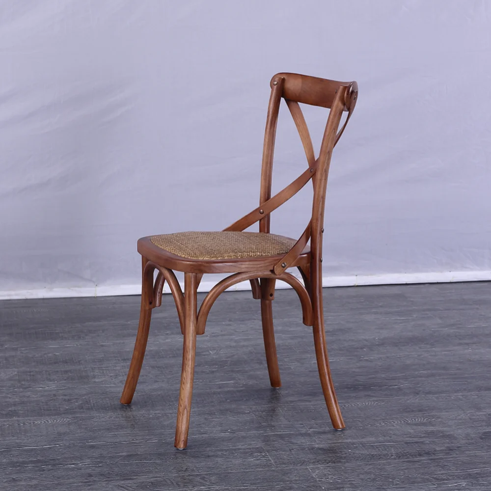 Cross Back Wedding Solid Wood Chair , Oak Stackable Wood Chairs ...
